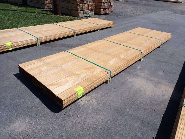 Natural Amber Radiata Pine Decking 1" x 5" x 14' - Lambrecht Auction, Inc.