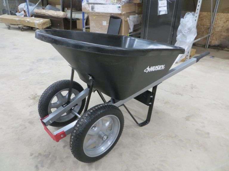 Husky Dual Wheel Poly Wheel Barrow - Lambrecht Auction, Inc.
