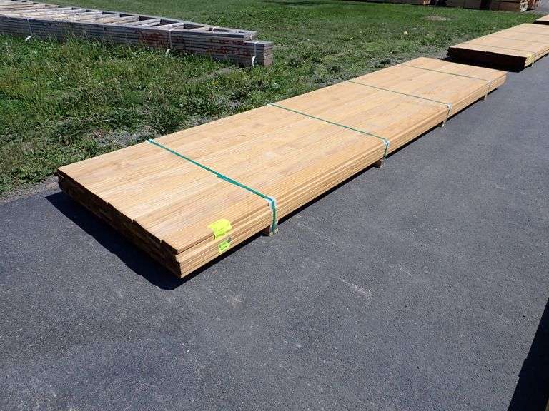 Natural Amber Radiata Pine Decking 1" x 5" x 16' - Lambrecht Auction, Inc.