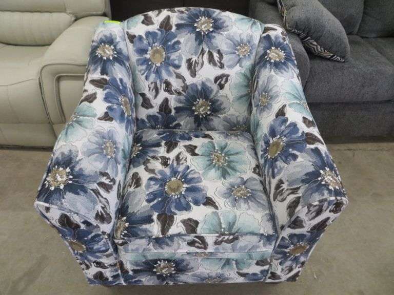 Upholstered Flower Pattern Chair - Lambrecht Auction, Inc.