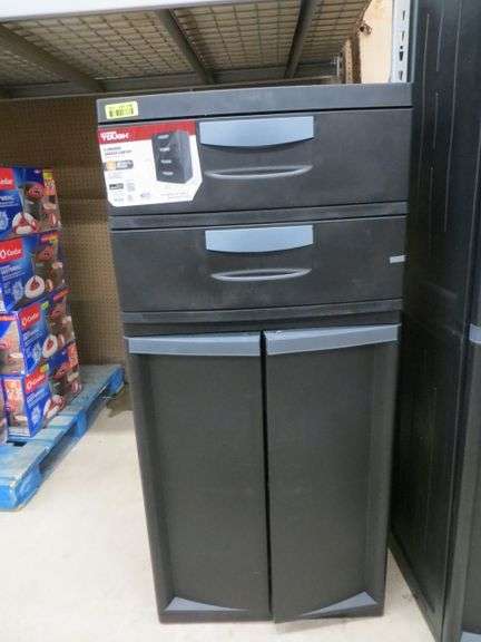 Hyper Tough 2 Drawer 2 Shelf Garage Cabinet - Lambrecht Auction, Inc.