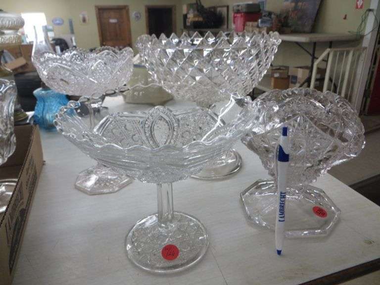 Four Crystal Pedestal Bowls - Lambrecht Auction, Inc.