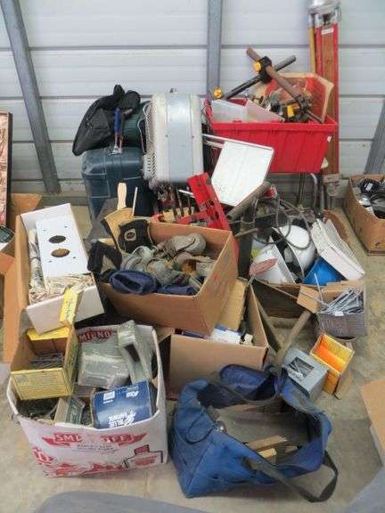 Large Pile of Misc Tools & Hardware. See Pics. - Lambrecht Auction, Inc.