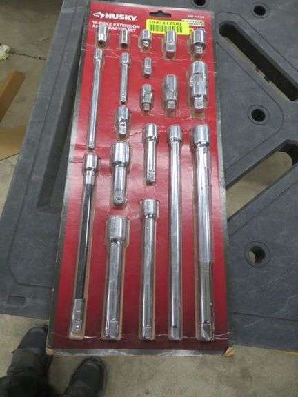 Husky 19 pcs Extension and Adapter set - Lambrecht Auction, Inc.