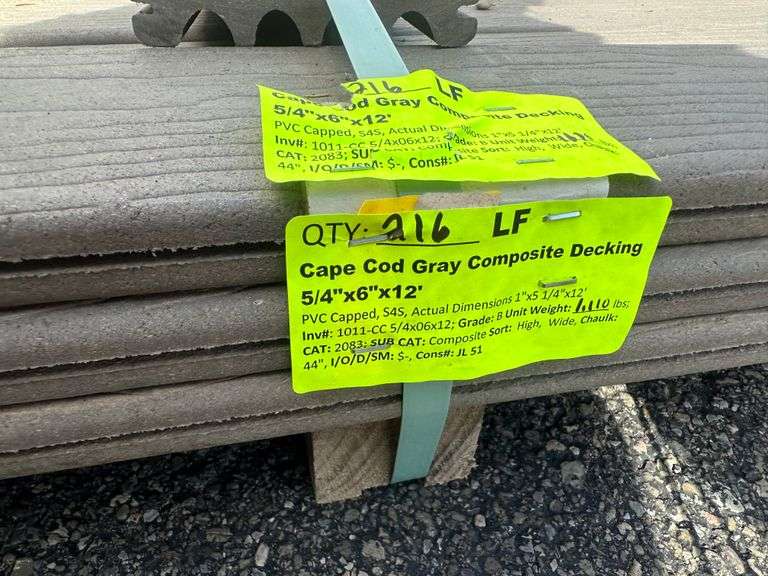 Cape Cod Gray Composite Decking 5/4"x6"x12' - Lambrecht Auction, Inc.
