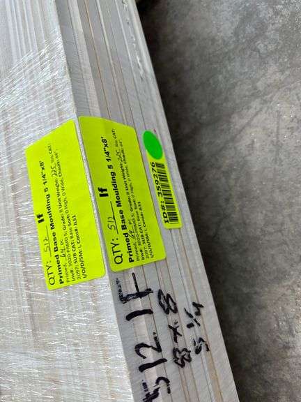 Primed Base Moulding 5 1/4"x8' - Lambrecht Auction, Inc.