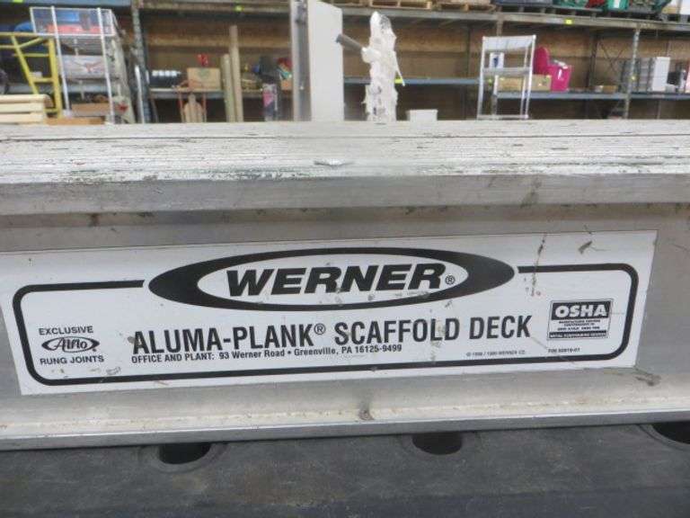 Werner 7' x 28" Aluminum Plank w/ Pop-thru Deck - Lambrecht Auction, Inc.