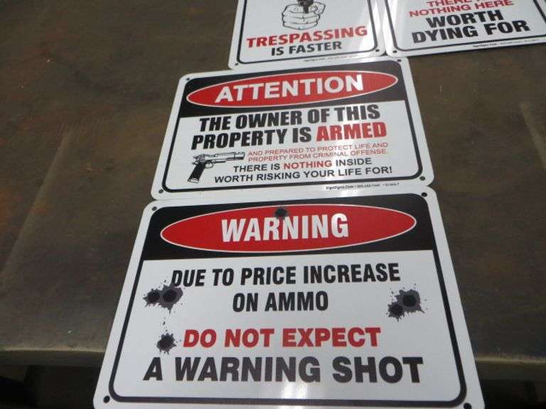Assorted 7"x10" Pro-Firearms Metal Signs - Lambrecht Auction, Inc.