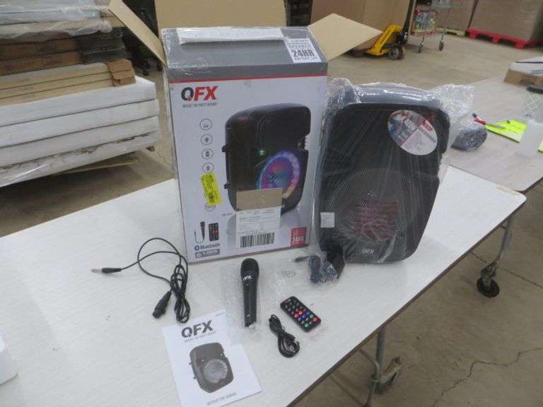 QFX Bluetooth Rechargable Speaker. - Lambrecht Auction, Inc.