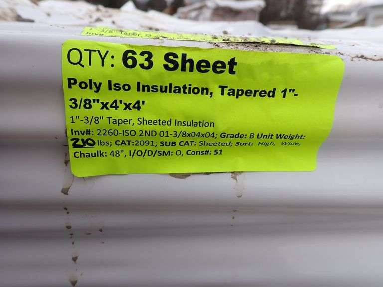 Poly Iso Insulation, Tapered 1 3/8" x 4' x 4' - Lambrecht Auction, Inc.