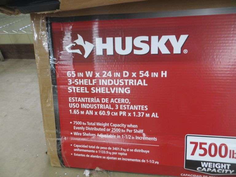 Husky 3 Shelf Industrial Shelving - See Details - Lambrecht Auction, Inc.