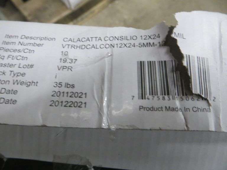 Vinyl Tile - Calcutta One 19ft Box - Lambrecht Auction, Inc.