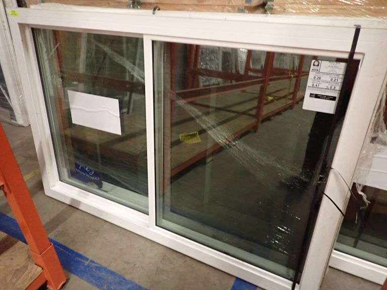 White Slider Vinyl Window 63" x 42" - Lambrecht Auction, Inc.