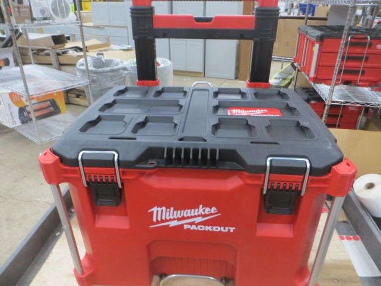 Milwaukee Pack Out Rolling Tool Box - See Details - Lambrecht Auction, Inc.