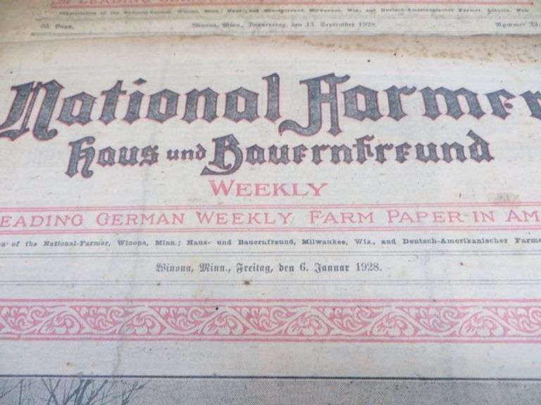 Old German Farm Newspapers - 1920's - Lambrecht Auction, Inc.