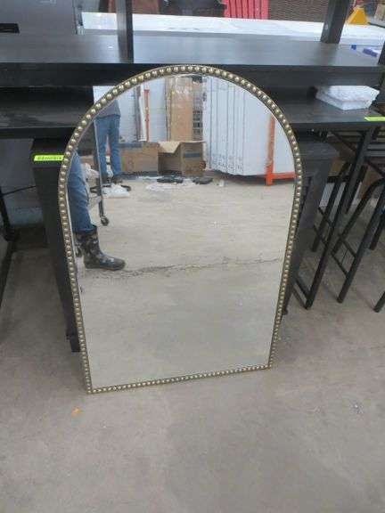 Gold Beaded Rounded Arc Wall Mirror - Lambrecht Auction, Inc.