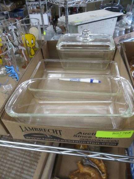 Pyrex Bread & Small Casserole Dishes - Lambrecht Auction, Inc.