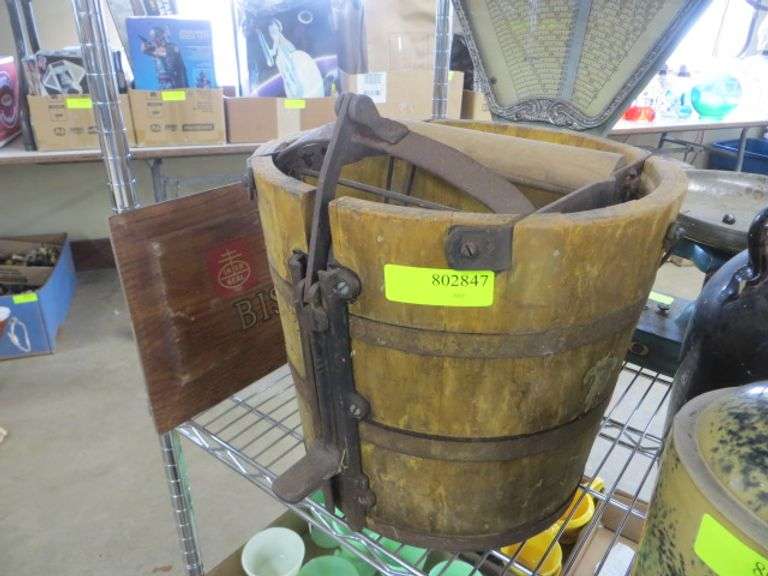 Old Wooden Mop Bucket - Lambrecht Auction, Inc.