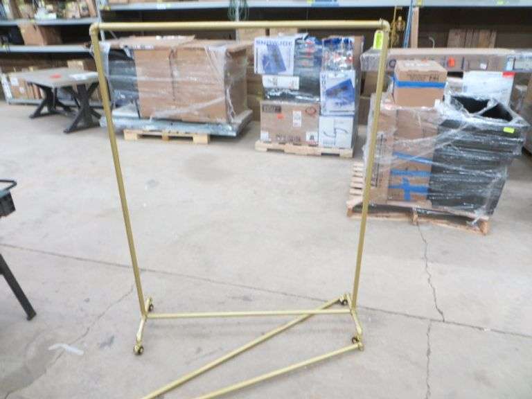 Industrial Pipe Rolling Garment Rack Gold - Assembled - See Details ...