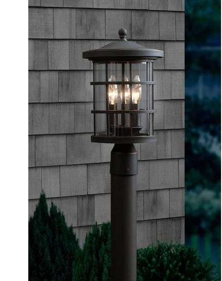 Asheville 3-Light Post Lantern 9.5"x9.5"x15" - Lambrecht Auction, Inc.