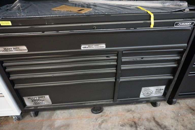 Husky 80 in. 10-Drawer Garage Work Center - Lambrecht Auction, Inc.