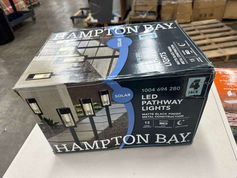 Hampton Bay Clermont 15 Lumens Black LED Modern Outdoor Solar Bollard ...
