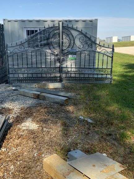 14’ Bi-Parting Wrought Iron Gate - Langham Auctioneers