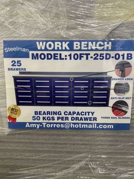 Unused 10ft (25) Drawer Tool Box (Blue) - Langham Auctioneers