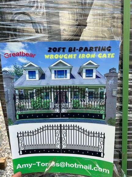 20’ Bi-Parting Wrought Iron Gate - Langham Auctioneers