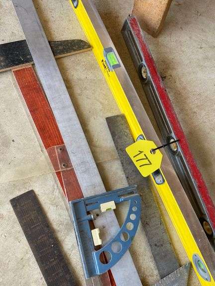 Levels, Squares , Metal Yard Stick - Langham Auctioneers