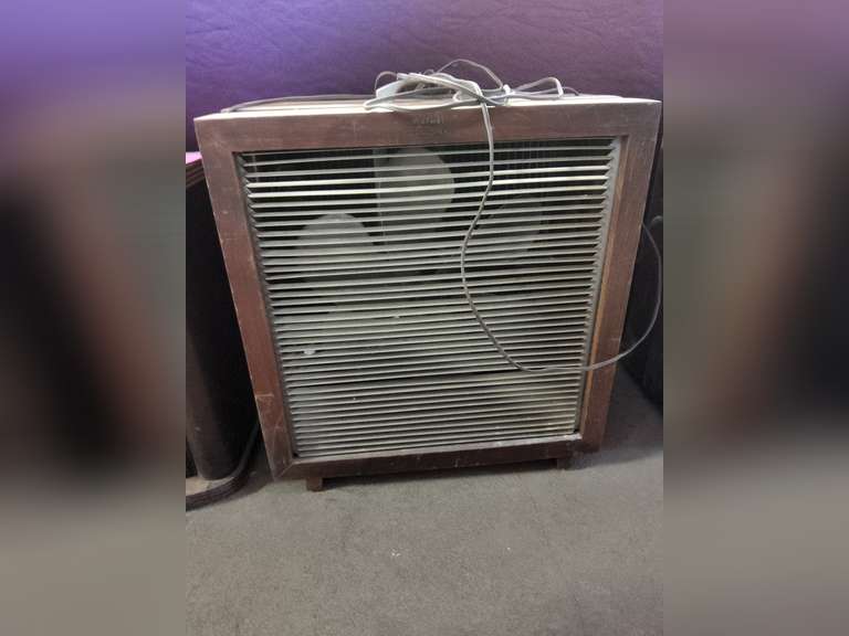 Vintage Mathes Cooler Square Wood Frame Box Fan 19.5x9.5x21 (works ...