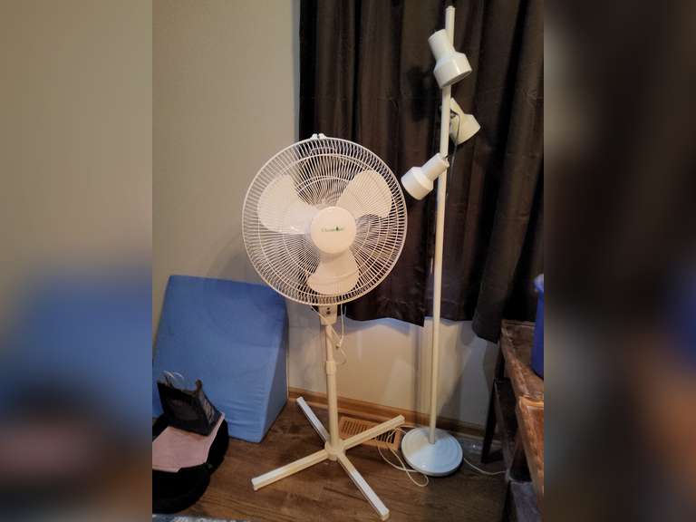 Pedestal fan & floor lamp - Lindsay Auctions & Realty LLC