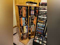 Group of VHS movies & stands - Lindsay Auctions & Realty LLC