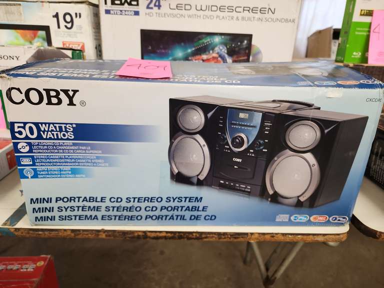 Coby mini portable CD stereo system - Lindsay Auctions & Realty LLC