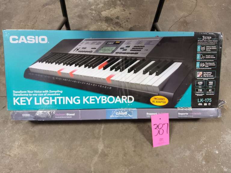 Casio LK-175 key lighted keyboard with stand - Lindsay Auctions ...
