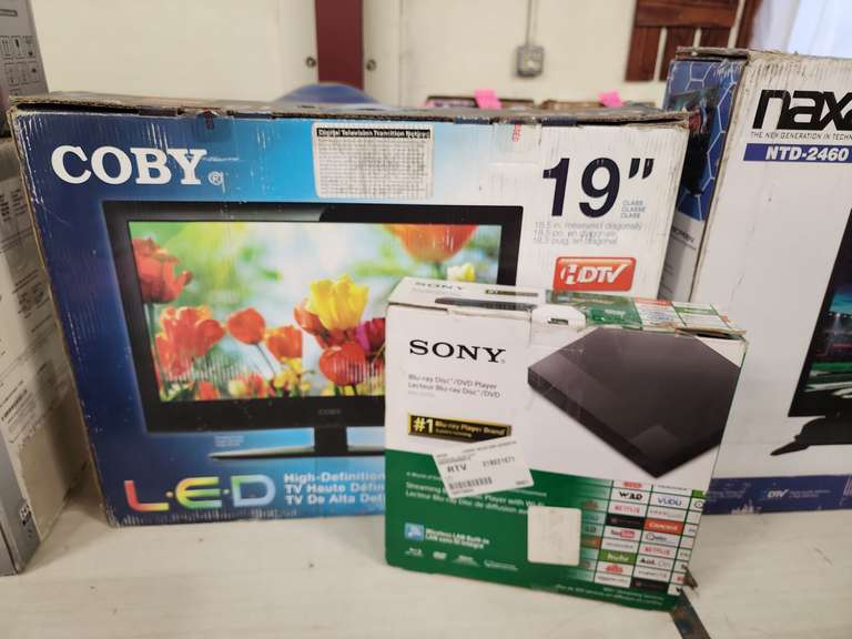 Coby 19" LED tv & Sony blu-ray player - Lindsay Auctions & Realty LLC