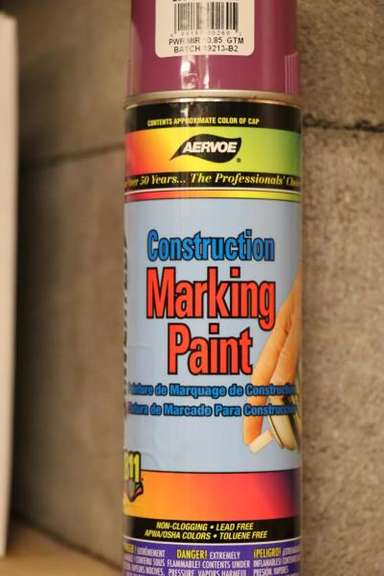 BOX OF PURPLE CONSTRUCTION MARKING PAINT - Lawler Auction Company