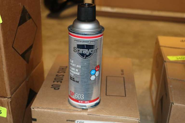 BOX OF SPRAYON BLUE LAYOUT DYE - Lawler Auction Company