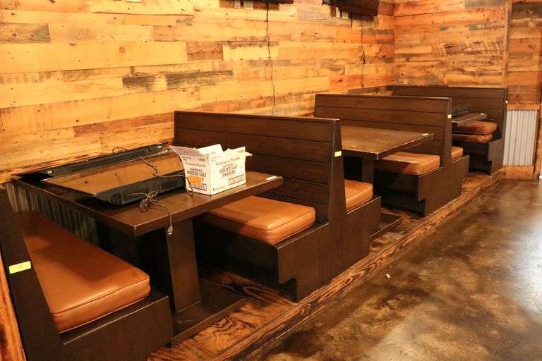 2-SINGLE BOOTH SEATS, 3 DOUBLE BOOTH SEATS, AND 4 BOOTH TABLES - Lawler ...