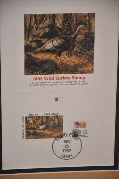 Small framed 1982 Wild Turkey stamp & print; 5382-006 - R.H. Lee & Co ...