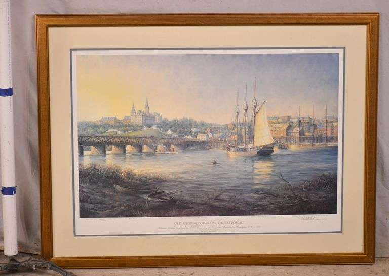 Large signed limited edition framed print "Old Georgetown on the ...