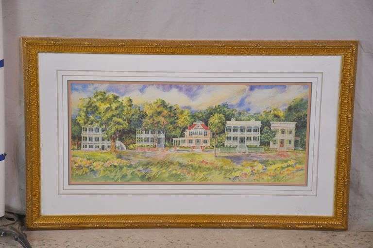 Large framed print of Beaufort houses by Barbara Shipman; 71-162 - R.H ...
