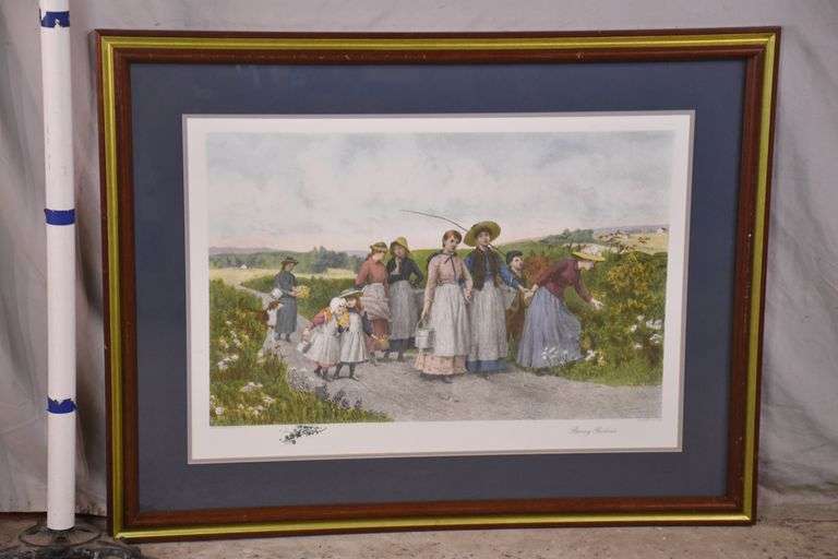 Large framed print "Berry Pickers"; 1037-248 - R.H. Lee & Co. Auctioneers