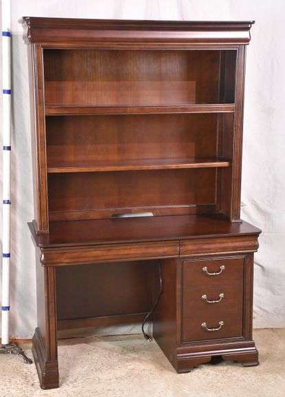 Haverty's inlaid cherry computer desk with hutch top; 1133-021 - R.H ...