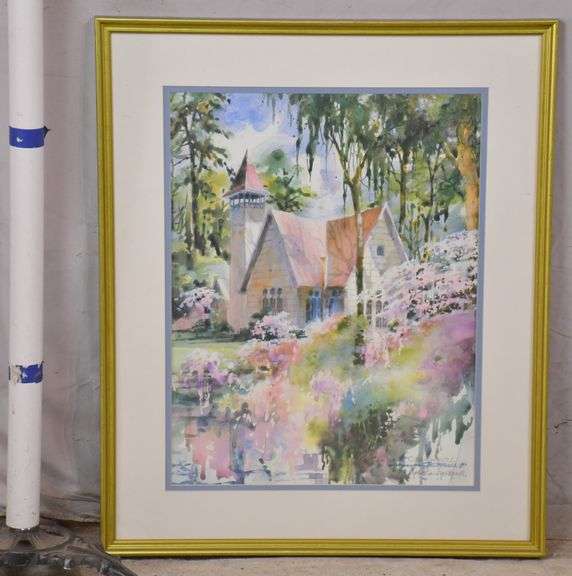 Limited edition signed framed print of a church in Charleston, S.C by ...