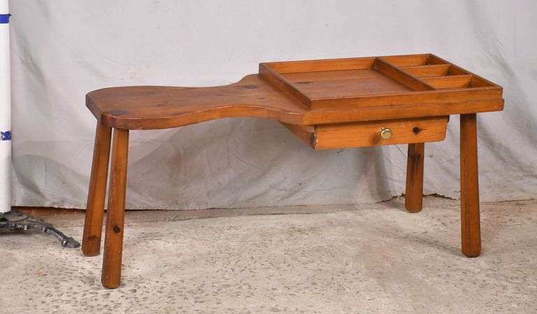 Pine cobbler's bench style coffee table with drawer; 1054-220 - R.H ...