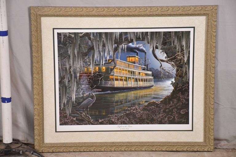 Large framed print "Night on the River" by Roberta Wesley; 1052-139 - R ...