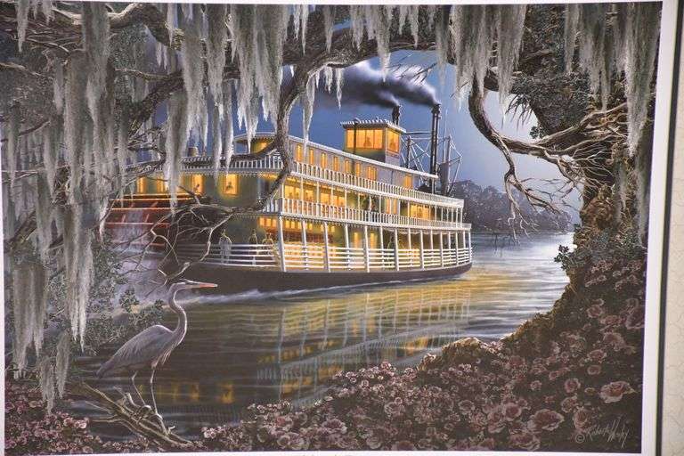 Large framed print "Night on the River" by Roberta Wesley; 1052-139 - R ...