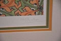 Limited edition signed framed print "Gecko Tessellation" by M.C. Escher ...