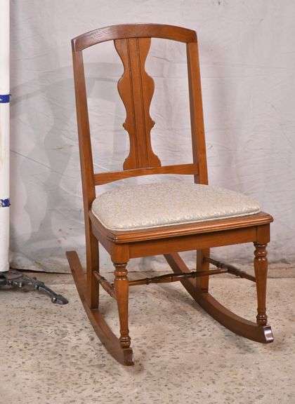 Grand Ledge Chair Co. walnut rocking chair with turned legs and ...